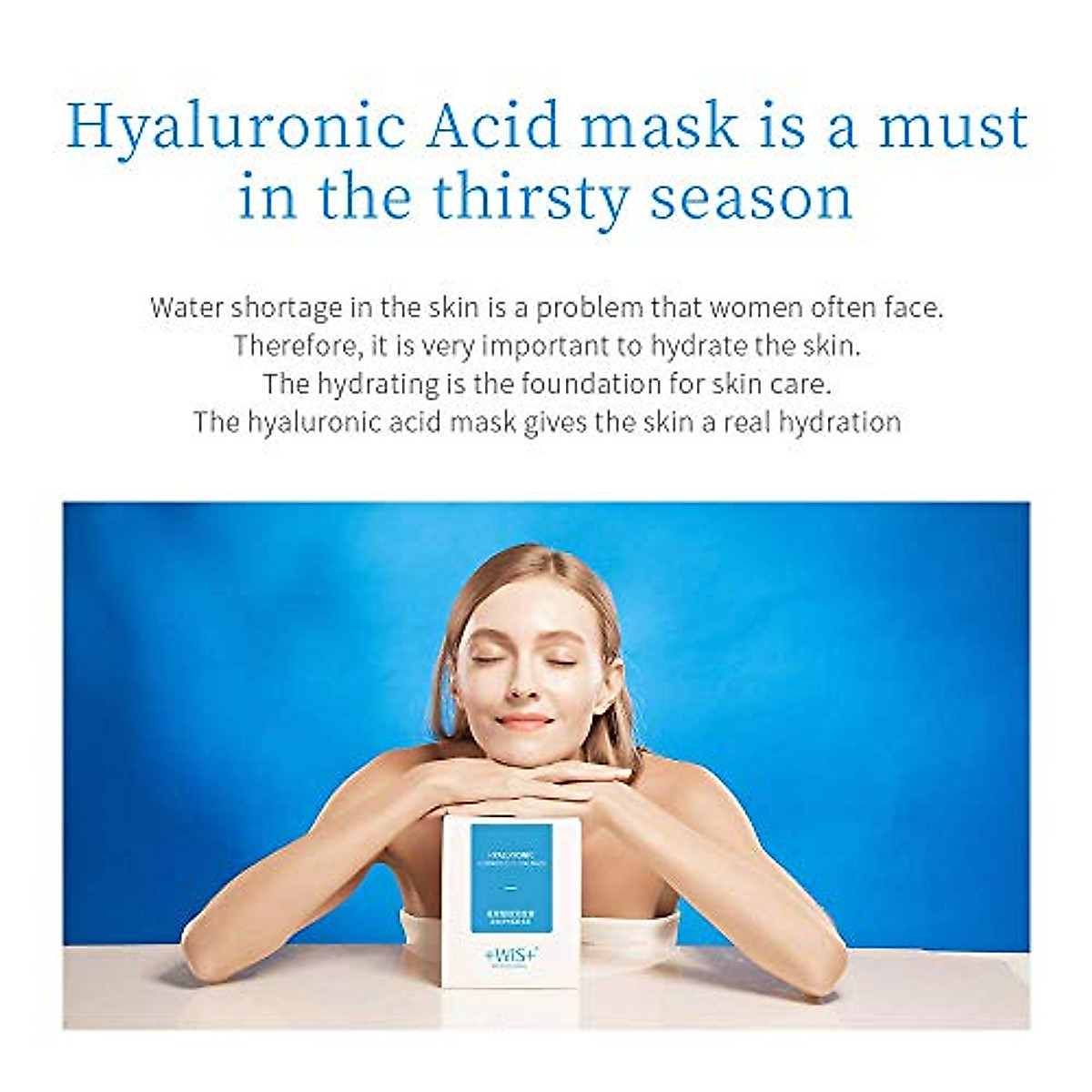 +WIS+ Hyaluronic Acid Essence 24 Sheet Mask，with Aloe Vera, Vitamin B5, Deep Hydration and Moisturizing Anti Aging Facial Mask，Beauty Mask For All Skin Care Type