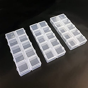 ZAYOIZY 3pack Plastic Jewelry Organizer Box with Dividers Clear Bead Storage Case Container 10-Grid Little Single Lid for Organizing Earring/Rings/Crafts/Hardware/Rubber Bands, 5.2'' x 2.3'' 0.78''