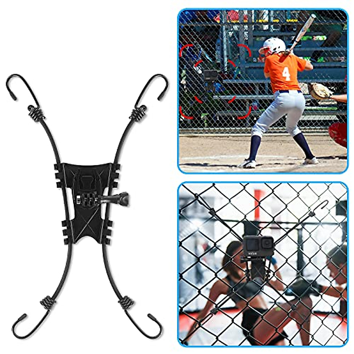SOUCOR Net/Fence Mount Camera Backstop Compatible with GoPro Action Cameras and One X2,Smart Phones,Mevo Start, and Other Action Cameras for Softball, Tennis,Baseball, and Football Games Recording