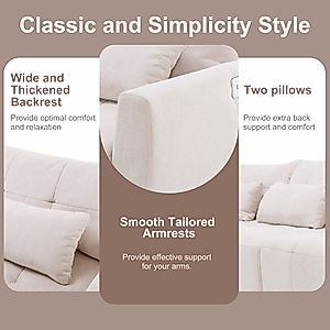 Aiuyesuo 113.3" Versatility Sectional Sofa Couch, Convertible 3-Seat L-Shaped Sofa with Movable Ottoman and USB Port,Couch with Lumbar Pillow for Apartment,Living Room(Beige-zc34)