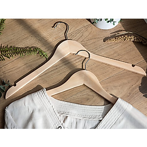 StorageWorks Wooden Hangers, Slim Natural Wood Hangers, Premium Solid Wood Clothes Hanger for Tank Top, T-Shirt, Strap Dress, 20 Pack, Natural Wood Color