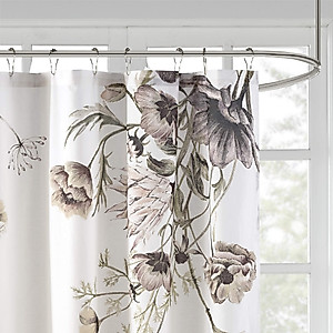 Madison Park Cassandra Cotton Percale Bathroom Shower, Printed Floral Design Modern Shabby Chic Privacy Bath Fabric Curtains, 72"x72", Blush (MP70-6717)