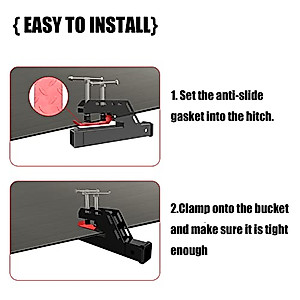 RbhAuto Clamp on Trailer Hitch Receiver, Upgraded Non-Slip 2" Ball Mount Adapter for Tractor Bucket Kubota Deere Bobcat