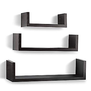 Sagler Floating Shelves Set of 3 Wall Shelves - Espresso Finish Wooden Shelves