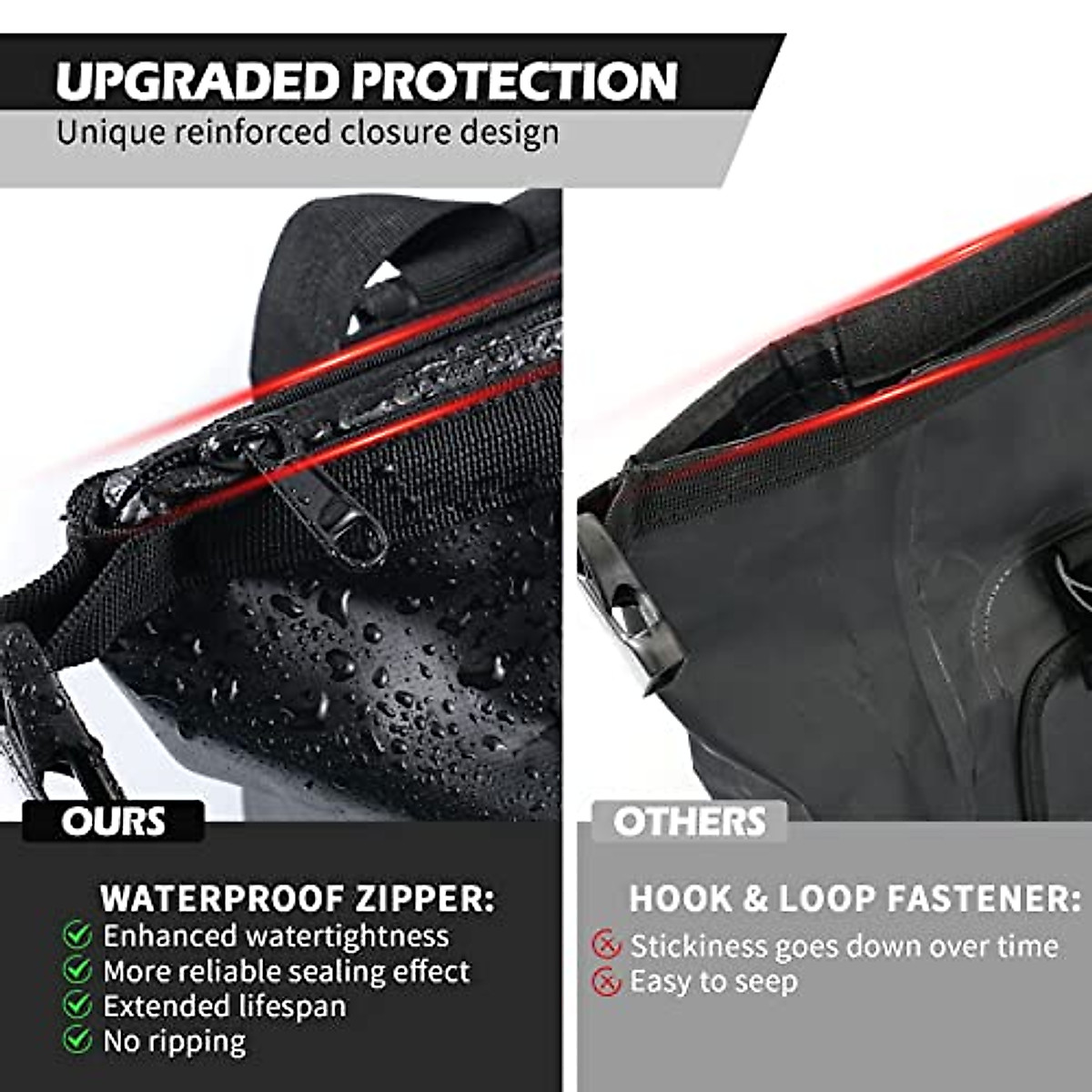 NICECNC 55L Motorcycle Saddle Bags, IPX6 Waterproof Motorcycle Luggage Saddlebags, Motorbike Side Travel Bags, No Sagging Reinforced Bottom Compatible with Harley Honda Suzuki Yamaha BMW Gray 2PCS