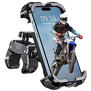 Zewdov Motorcycle Phone Mount, Upgrade Bike Phone Mount [1s Lock][Secure Protection], 360° Rotatable Phone Holder for Mountain Bike/ATV/Scooter Handlebar, Compatible with iPhone/Samsung 4.7-6.7"