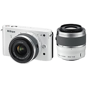 Nikon J2 10.1 MP HD Digital Camera with 10-30mm and 30-110mm VR Lenses (White)