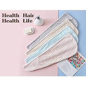 SYMGILA Microfiber Hair Towel Wrap, Hair Turbans for Wet Hair, Drying Hair Wrap Towels for Curly Hair Women Anti Frizz 2 Pack (Grey/Beige)