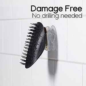 MANTA Hair Brush Shower Holder - Wall Mounted Transparent Organizer for Hair Brushes - Shower Holder with Suction Cup for Hair Accessories