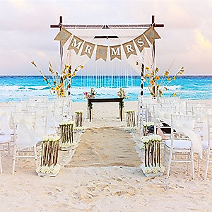 FQTANJU MR and MRS Burlap Flag, Linen, Natural fiber, Environmental, Protection, 8 Pcs Flag / Set.