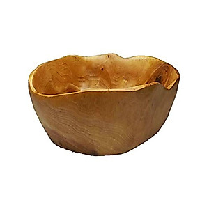 THY COLLECTIBLES Wooden Deep Bowl Handmade Storage Natural Root Wood Crafts Bowl Fruit Salad Serving Bowls (Medium 9"-11")