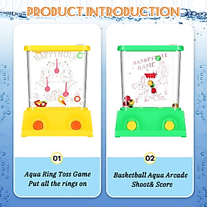 Skylety 2 Pcs Handheld Water Game 2.6 x 3.25 Inch Arcade Water Ring Water Tables in a Gift Box for Beach Fun Game Toys Fun Stocking Stuffers Gifts for Toddler Kids Adults Retro Pastime, Without Water