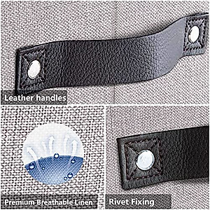 YheenLf Fabric Storage boxes,Storage Baskets for Shelves with Lids, Fabric Storage Bins with Handles, Decorative Linen Closet Organizers Boxes, Medium, LightGray, 1-Pack