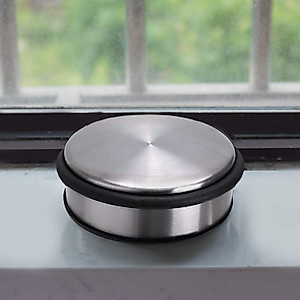 KINJOEK Heavy Duty No Drill Door Stopper, Stainless Steel Door Stop, Surrounded with Protective Rubber Bands Anti-Slip Door Wedge for Office, Home, Garage, Laundry Door