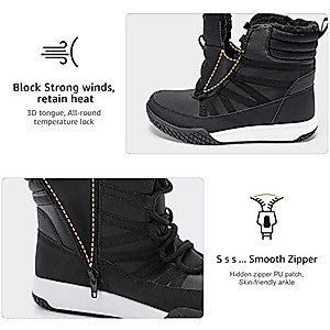STQ Women Lightweight Winter Walking Boots Suede Insulated Hiking Booties Non-slip with Zipper Black 10