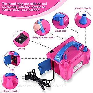 Electric Balloon Pump,Portable Dual Nozzle High Power(110V~120V, 600W),Air Balloon Inflator for Birthday Party Decoration(Gifts: 2 Tying Tools, 10 Balloons)