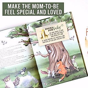 25 Books For Baby Shower Request Cards - Giraffe Baby Shower Invitation Inserts, Book Request Baby Shower Guest Book Alternative, Bring A Book Instead Of A Card, Baby Shower Book Request