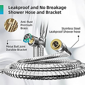 BESAQUO Shower Head,10 Functions High Pressure shower head with handheld, Built-in Pause Mode & 2 Power Wash, Non-Clogging Nozzles High Flow Hand Held, Leakproof 6.5ft Hose&Metal Bracket
