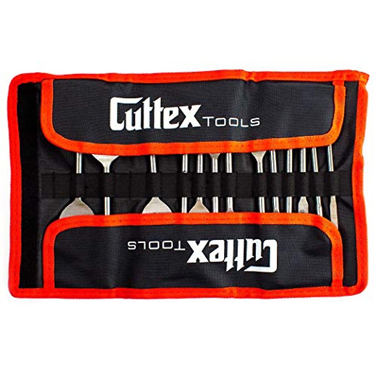 1/4" to 1-1/2" (6mm-38mm) CUTTEX TOOLS Spade Drill Bit Set, 13 PCS The Most Common Sizes, Full Set Heavy Duty Paddle Flat Bits, Nylon Storage Pouch Included