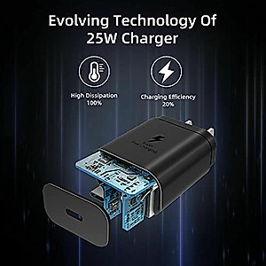 Super Fast Charger Type C |2 Pack |Type C 25W Wall Charger + USB C to USB C Fast Charging Cable for Samsung Galaxy S21 charger/S21+/S21 Ultra/S20/S20+/S20 Ultra/Note 20/Note 20 Ultra/Note 10/Note10