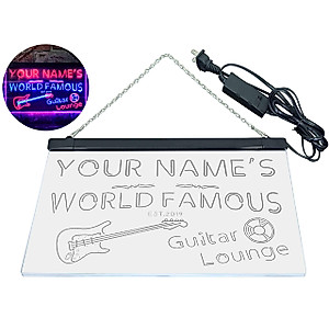 ADVPRO Personalized Your Name Est Year Theme Guitar Room Music Room Dual Color LED Neon Sign Blue & Red 16" x 12" st6s43-pf1-tm-br