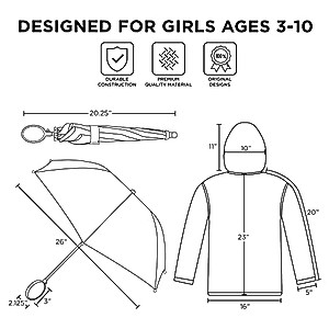 Disney girls Frozen Kids Umbrella and Slicker, Elsa and Anna Rainwear Set for age 2-7 Umbrella, Light Purple, MEDIUM 4-5 US