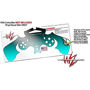 WraptorSkinz Skin Compatible with Sony PS4 Dualshock Controller PlayStation 4 Original Slim and Pro Smooth Fades Neon Teal Black (Controller NOT Included)