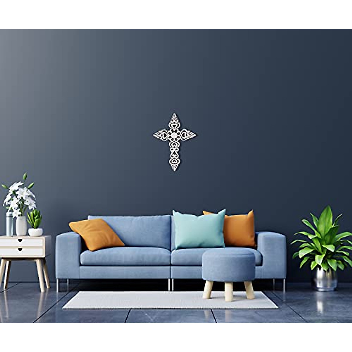 Ardour 9.7 Inch Antique Silver and Black Wall Cross For Home Decor.Metal Hanging Decorative Crosses Wall Decor.Cross For Wall Of Crosses,Religious Home Decor