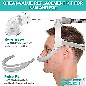 Replacement Strap and Elbow for N30i and for P30i - Stay in Place & Stop Leaks, High-Elasticity Strap and Quick-Release Rotatable Elbow/Swivel Supplied by IBEET