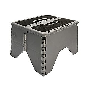 Camco 43635 Plastic Folding Step Stool with Non-Skid - Silver