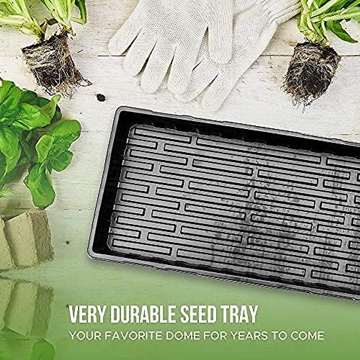 Seed Starter Trays and Humidity Domes - 6 Pack 1020 Trays Cloning Germination and Propagation - Plastic Plant Trays Propagation Domes - Microgreens Growing Trays Seedling Starter Trays No Holes