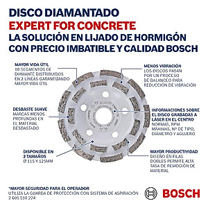 Bosch 2608602552 Diamond Grinding Head Expert for Concrete, 125mm Ø, 22.23mm x 4.5mm, Grey