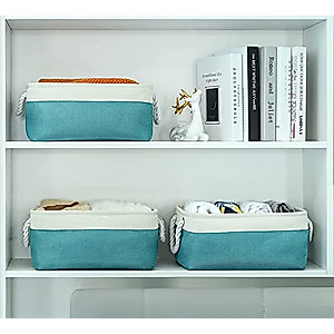 Tegance Storage Baskets Bins for Organizing, Foldable Sturdy Fabric Basket W/Handles, Large Rectangular Decorative Storage Basket for Shelves Nursery Closet Toy Blanket (3 Pack 15.7x11.8x8.3)…