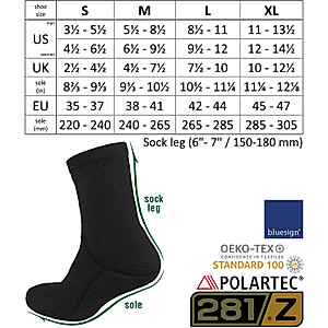281Z Hiking Warm 6 inch Liners Boot Socks - Military Tactical Outdoor Sport - Polartec Fleece Winter Socks (Large, Black)