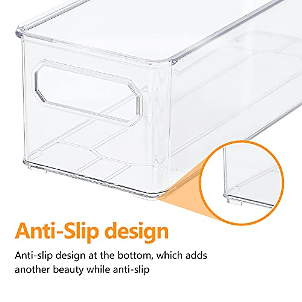 elabo Refrigerator Organizer Bins, Stackable Food Storage Bins for Kitchen, Cabinet, Freezer, Fridge, Pantry Organization, 5 Pack, Include 1 Wide and 4 Narrow Bins, Clear Plastic BPA Free