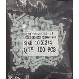 #10 x 3/4" Hex Washer Head Self Drill Screw #3 Pt w/Serrations Head Mark (100, White)