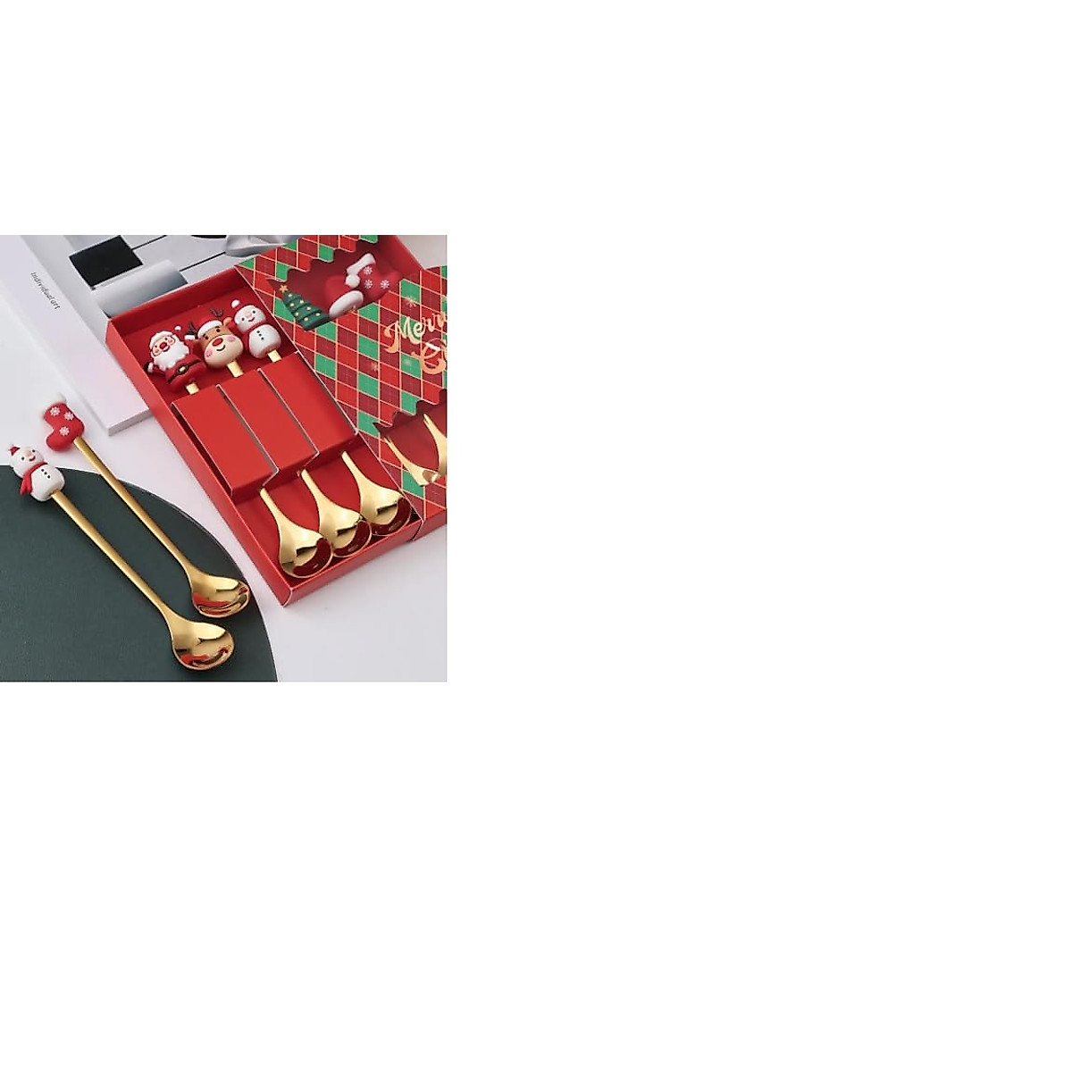 Christmas Spoon, A beautiful set of 4 spoons and below you will find the description o Christmas Coffee Spoon, Dessert Spoon, Ice Cream Spoon, Creative Tableware Gift.