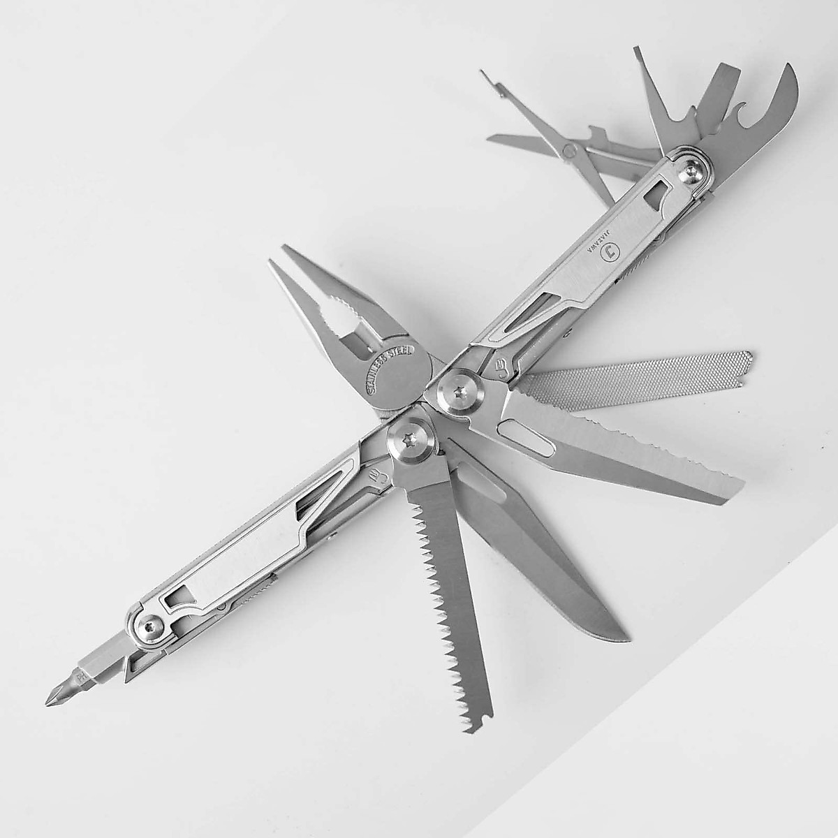 JIAZAWA Multitool Pliers,23 in 1 Multitools with Titanium-plated Handle Safety Locking Lightweight EDC Tool nylon sheath for Gifts,Men,Outdoor Survival,Hiking,Camping