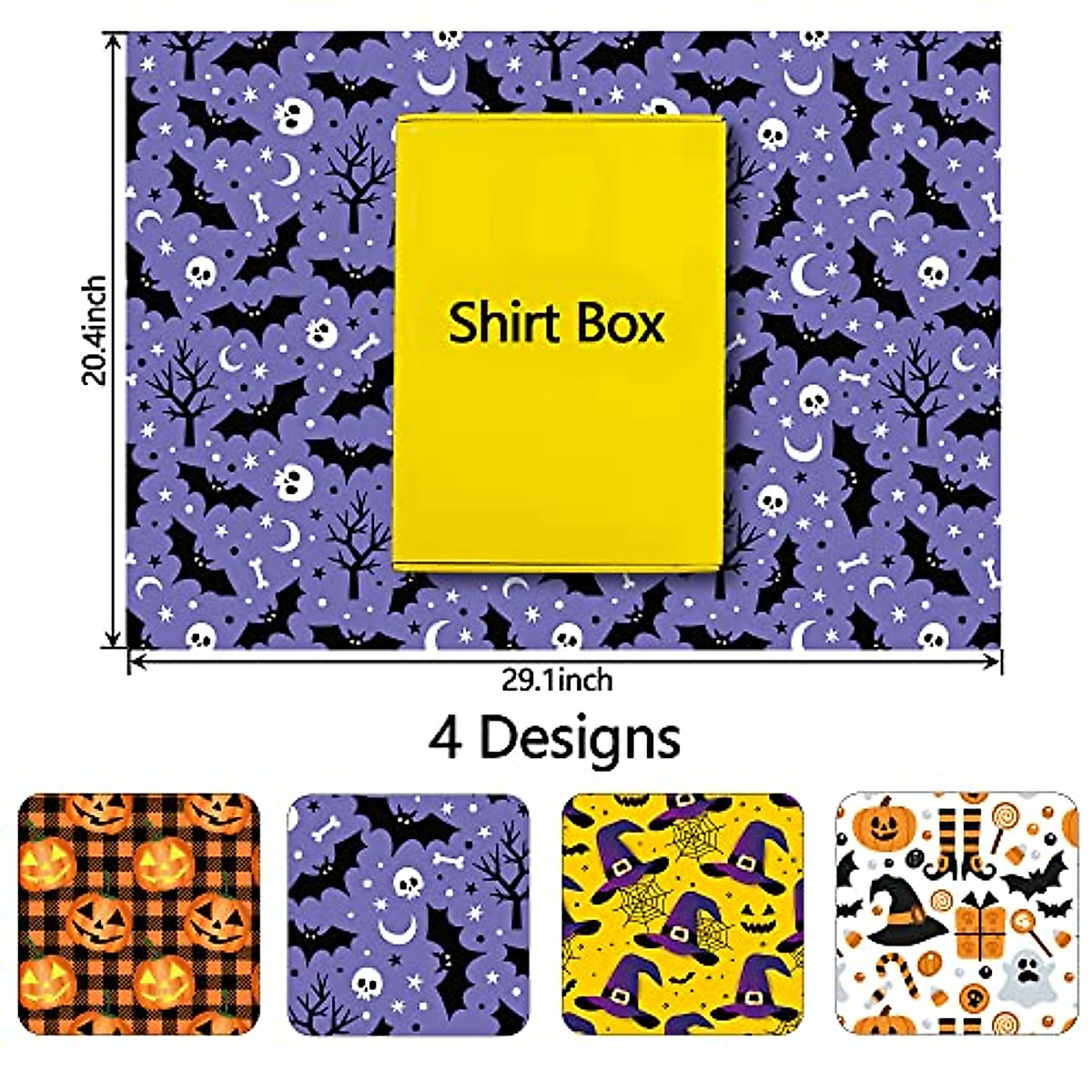 GIOLNIAY Halloween Wrapping Paper for Men Women Boys Girls Kids Baby - Holiday Gift Wrap Contain Jack-o'lantern, Witch Hat, Skulls, Black & Orange Plaids Design - 8 Sheets (20*29 Inch per Sheet), Recyclable, Easy to Store