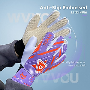 WVVOU Goalkeeper Gloves for Kids Youth, Soccer Goalie Gloves with Double Protection, Anti-Slip Soccer Gloves, Super Grip