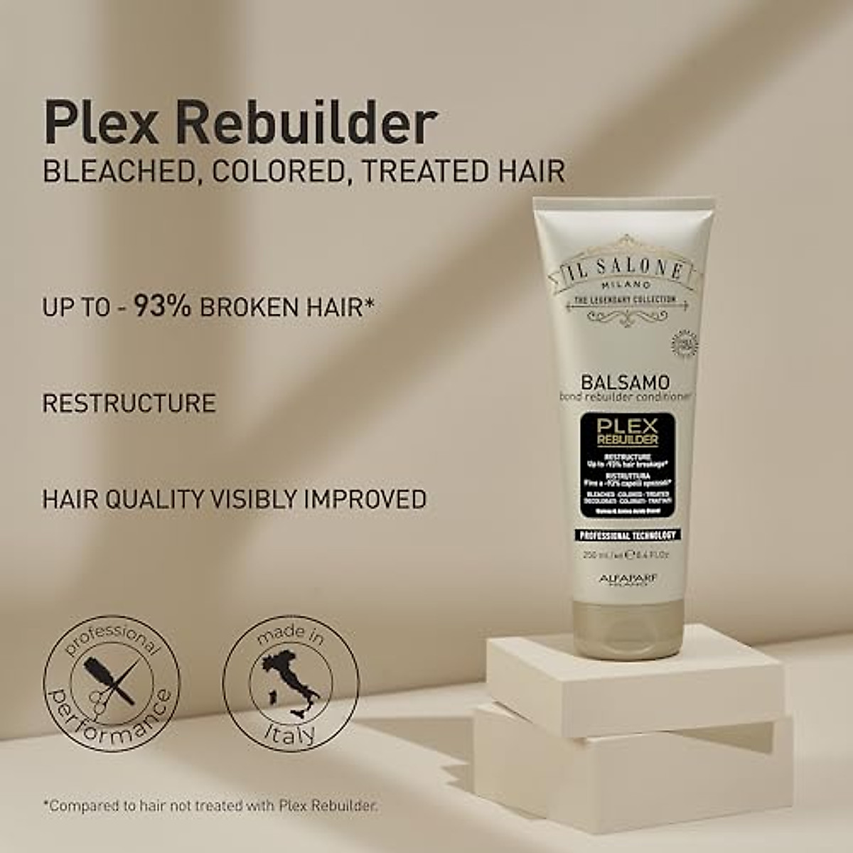 Il Salone Milano Professional Plex Rebuilder Conditioner for Bleached, Colored, Treated Hair - Restores and Restructures - Bond rebuilder - Premium Quality - 8.45 Fl. Oz. / 250 ml