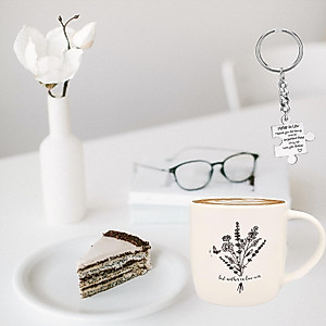 MALLAbyLAMMA Best Mother in Law Ever Coffee Mug Floral12 Ounce Ceramic, Mother-in-Law Keychain, Best Mother in Law Birthday Gift, Thank You Gift for Mother in Law Mothers Day Christmas