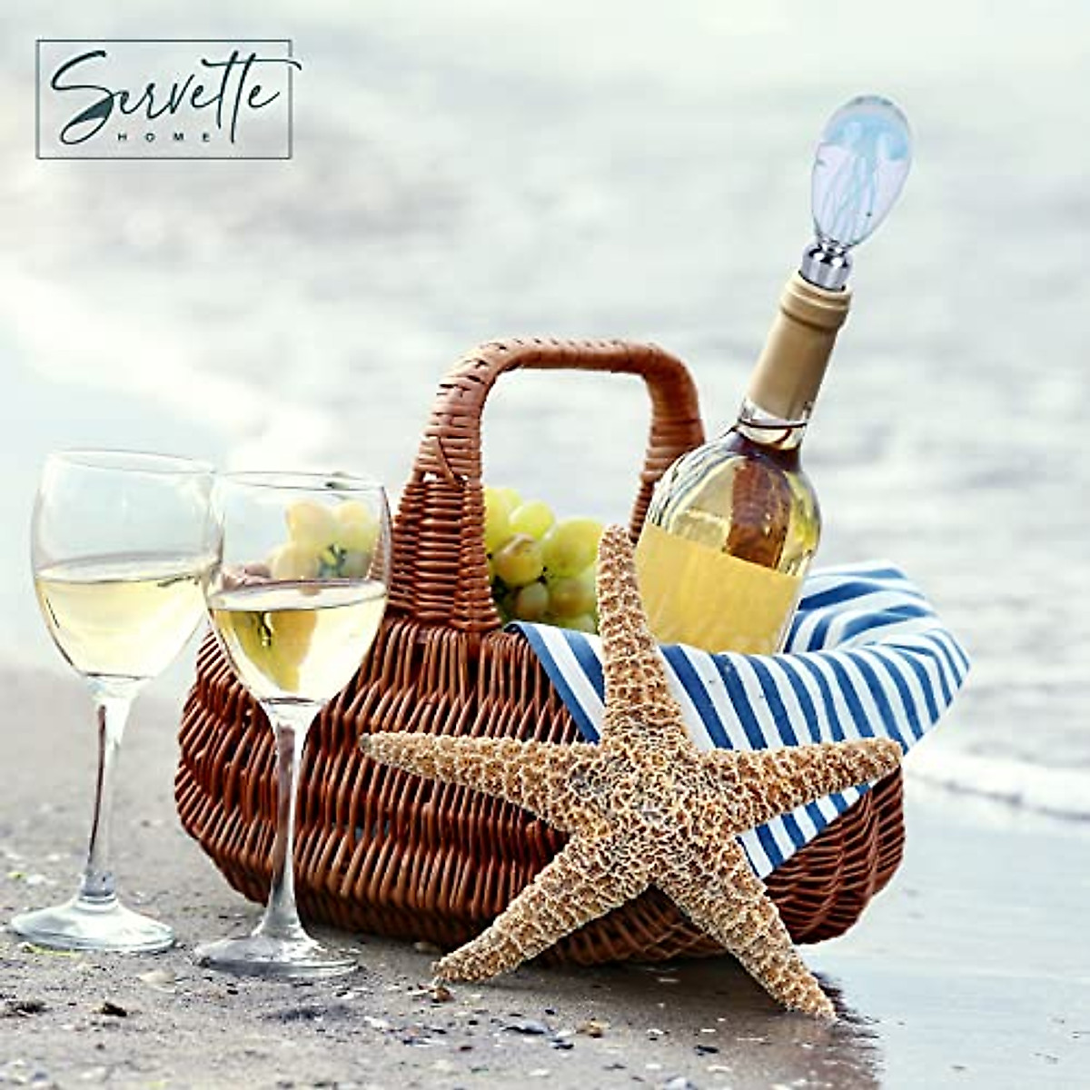 Glass Jelly Fish Wine Stopper - Light Blue