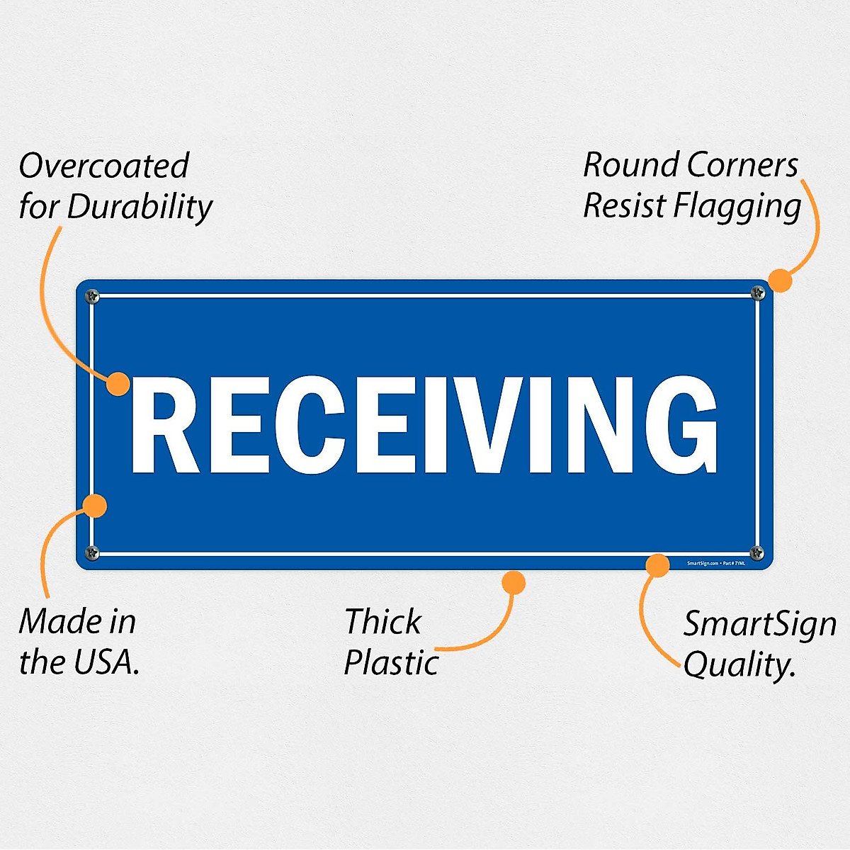 SmartSign "Receiving" Sign | 10" x 24" Plastic