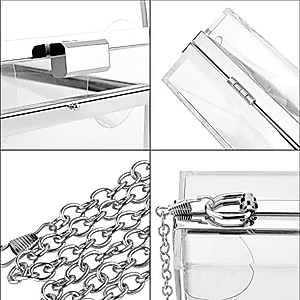 Linkidea Transparent Acrylic Bag, Women Clear Clutch Purse, Evening Lady Wedding Party Shoulder Crossbody Handbag with Replacement Chain Strap, 2 Pack