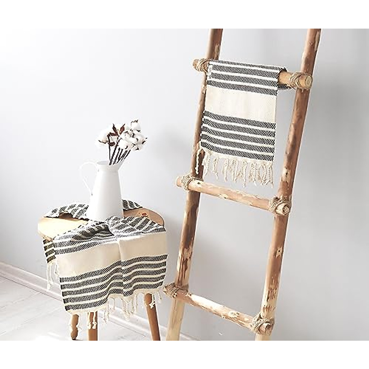 Bazaar Anatolia Turkish Hand Towels for Bathroom Set of 2 | 33"x19", Cotton | Bathroom & Decorative Hand Towels for Kitchen Dishcloth, Tea, Yoga, Face, Gym - Mat Black