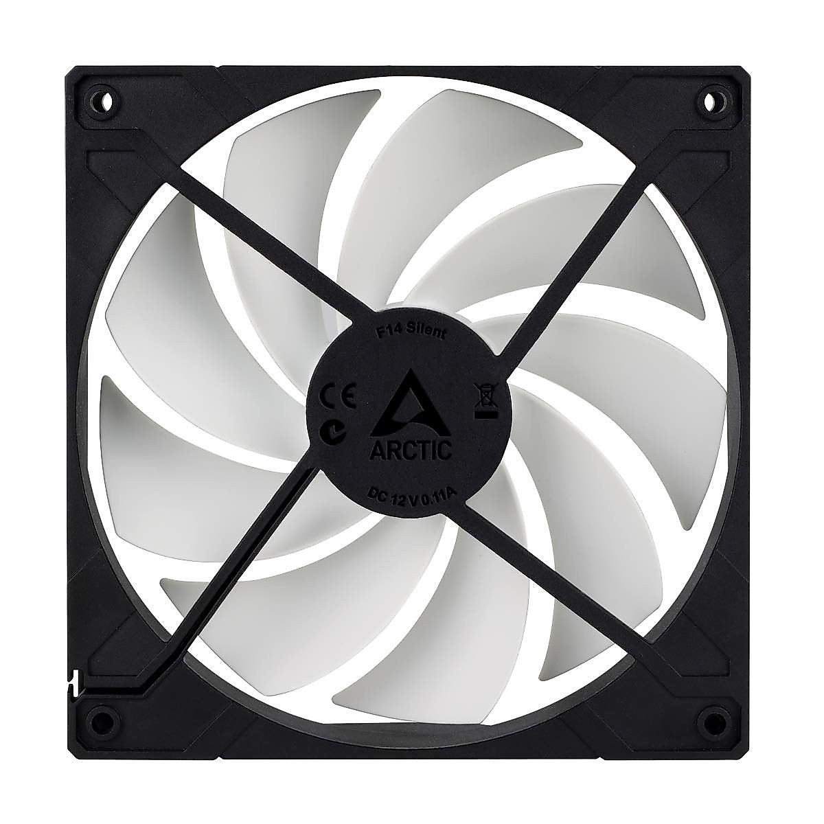 ARCTIC F14 Silent - PC Fan, 140mm Case Fan, Ultra-Quiet, Extra Quiet Motor, Computer, Almost inaudible, Fan Speed: 800 RPM - Black, White