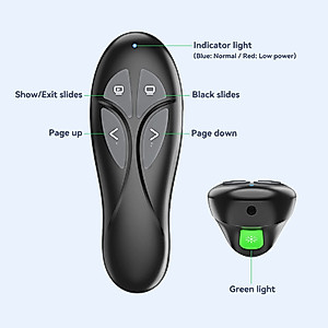 Wireless Presentation Clicker, 2 in 1 USB Type C Powerpoint Clicker with Laser Pointer, Clicker for Powerpoint Presentation Remote PPT PowerPoint Clicker for Mac,Computer, Keynote,Laptop