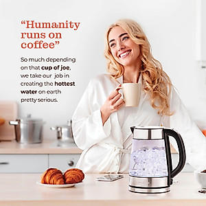 Speed-Boil Water Electric Kettle, 1.7L 1500W, Coffee & Tea Kettle Borosilicate Glass, Wide Opening, Auto Shut-Off, Cool Touch Handle, LED Light. 360° Rotation, Boil Dry Protection