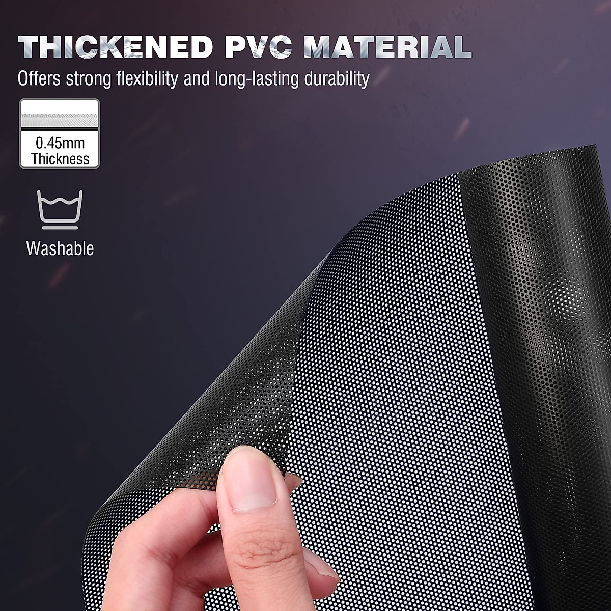 MoKo 400x300mm DIY PC Case Dust Mesh Filter, [2 Pack] PVC Dustproof Magnetic Dust Filter Cover, PC Mesh Grill with Magnetic Frame Strip Computer Cooler Fan Dust Filter for Computer PC Case, Black
